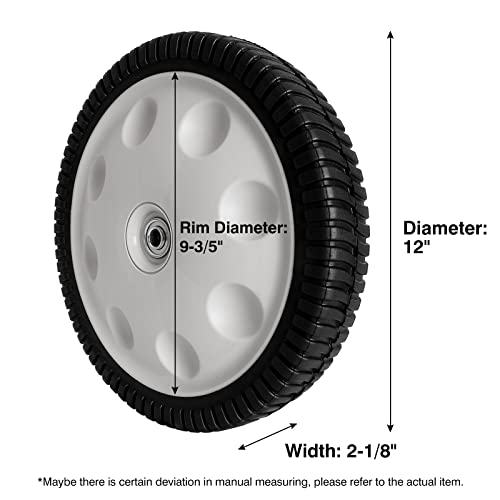 12 Inch Wheels Replacement for MTD 734-04019 734-04127, S-Wave Real Wheels Tires Compatible with Most Troy Bilt Walk-Behind Push Lawn Mower, 1 Pack