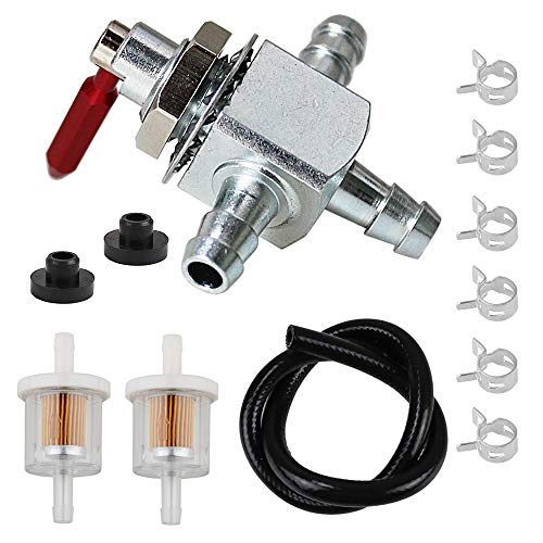 HPENP Cut-Off Fuel VALVES For Scag 2-Way 1/4" Barbs Steel Fuel Oil Gas Petcock in Line Valve 482212, E633347, 1-633347, Husqvarana 539102679 with Fuel Filter Kit