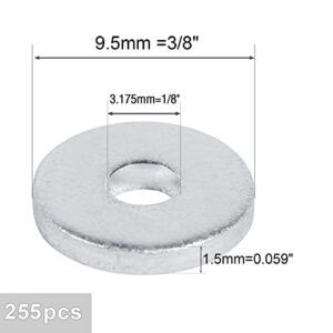 Aluminum Backup POP Rivet Washers for 1/8" Diameter Rivets,Aluminum Back Up Washer, 255 PCS