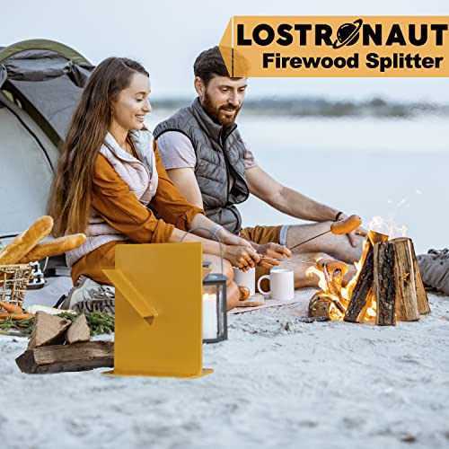 Lostronaut Kindling Splitter for Firewood and Large Logs - Heavy Duty Wood Splitter Perfect for Wood Stove, Fireplace, and Fire Pit - Portable and Mountable Manual Log Splitter with 4 Screws - Yellow