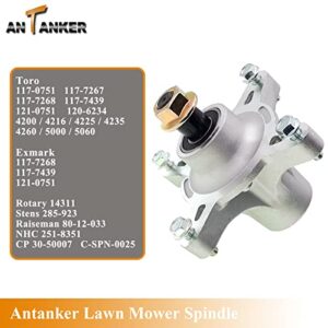 Antanker Deck Spindle Assembly Replaces Toro 117-7267 &117-7439,117-7268, SS5000 SS4200 4235 4260, Timecutter 121-0751, Stens 285-923 Lawn Mower Spindle Replacement