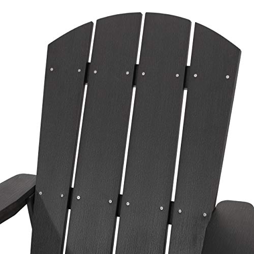 Christopher Knight Home Sampson Outdoor Adirondack Chair with Retractable Ottoman (Set of 2), Black