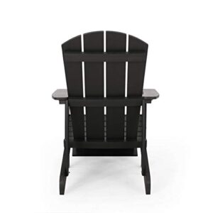 Christopher Knight Home Sampson Outdoor Adirondack Chair with Retractable Ottoman (Set of 2), Black