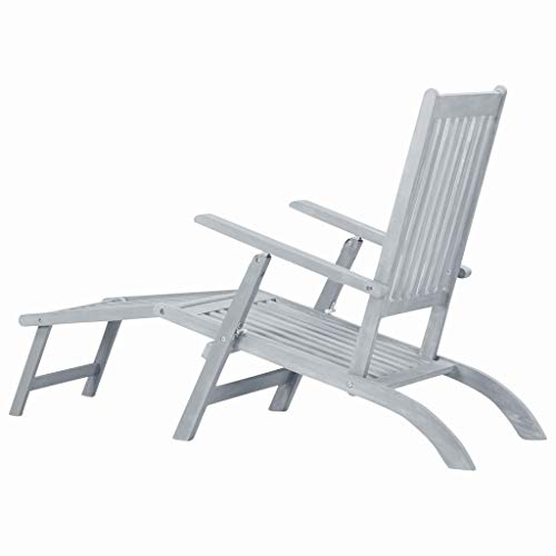 ZQQLVOO Folding Lounger, Solid Acacia Wood Deck Chair with Footrest, Acacia Steamer Deck Lounge Chair,Portable Deck Recliner for The Patio, Porch, Deck, Lawn, Garden or Home Furniture