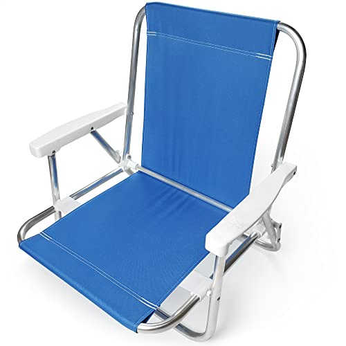 Beachland Aluminum Folding Sand Chair with Armrests - 1 Position - Lightweight Beach Chair - Small and Portable (2, Blue-Mint)