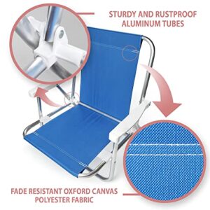 Beachland Aluminum Folding Sand Chair with Armrests - 1 Position - Lightweight Beach Chair - Small and Portable (2, Blue-Mint)