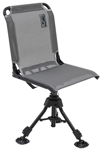 Browning Huntsman Hunting Chair - Durable TechMesh Material Over Steel Frame, with 360-degree Swivel, Adjustable Height, and Independent Leg Adjustment, Black