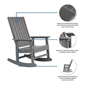 Island Umbrella NU6913 Ez-Care Tek-Wood Adirondack Rocker, Slate Grey