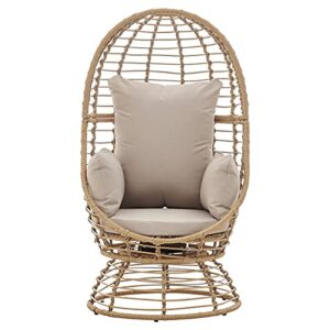 barton oversized egg style wicker chair w/canopy & 4 cushions swivel outdoor patio lounge basket