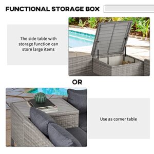 Outsunny 4-Piece PE Rattan Wicker Outdoor Sofa Sets with Washable Comfort Cushions, Steel Frame, & Modern Design Furniture Set, Grey