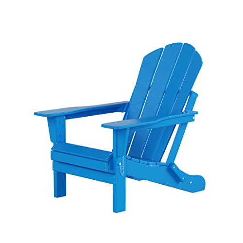 WO Home Furniture Adirondack Chair Set of 2 PCS Outdoor Patio Folding Chair for Fire Pit Garden Lawn Backyard (Pacific Blue)