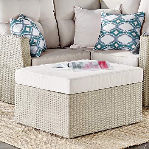 Canaan All-Weather Wicker Outdoor 26" Square Ottoman with Cushion