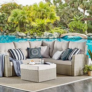 Canaan All-Weather Wicker Outdoor 26" Square Ottoman with Cushion