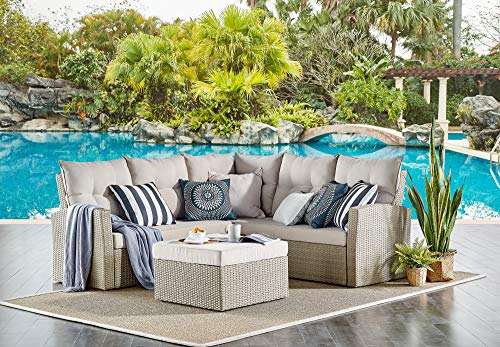 Canaan All-Weather Wicker Outdoor 26" Square Ottoman with Cushion