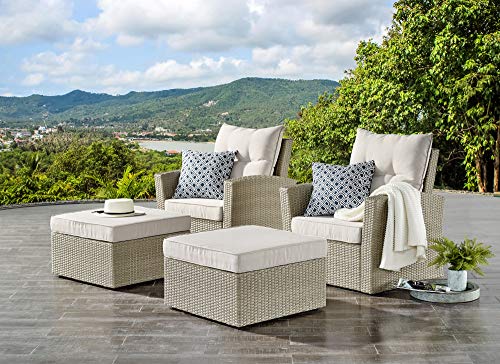 Canaan All-Weather Wicker Outdoor 26" Square Ottoman with Cushion