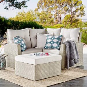 Canaan All-Weather Wicker Outdoor 26" Square Ottoman with Cushion