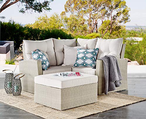 Canaan All-Weather Wicker Outdoor 26" Square Ottoman with Cushion