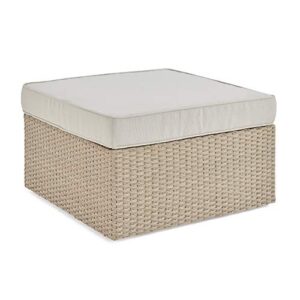 Canaan All-Weather Wicker Outdoor 26" Square Ottoman with Cushion