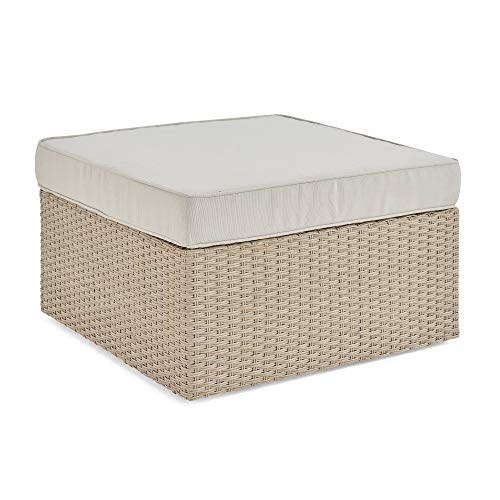 Canaan All-Weather Wicker Outdoor 26" Square Ottoman with Cushion