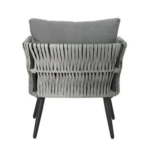 Christopher Knight Home Weber Outdoor Wicker Club Chairs (Set of 2), Light Dark Gray