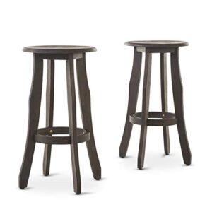 christopher knight home pike outdoor acacia wood barstools, 2-pcs set, dark grey finish