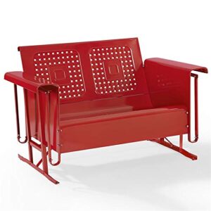 crosley bates metal gliding patio loveseat in red