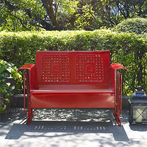 Crosley Bates Metal Gliding Patio Loveseat in Red