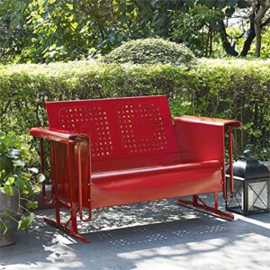 Crosley Bates Metal Gliding Patio Loveseat in Red