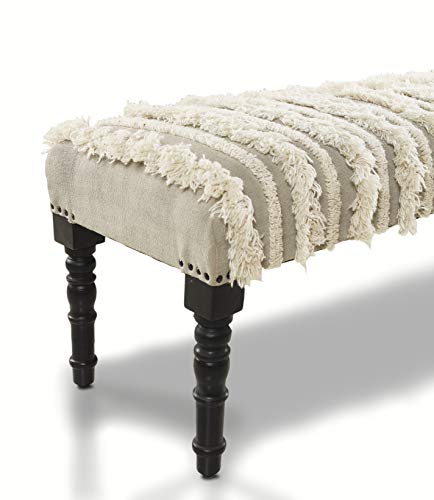 LR Home Abilene Bench, 1'6" x 3'11" x 1'4", Cream