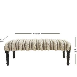 LR Home Abilene Bench, 1'6" x 3'11" x 1'4", Cream