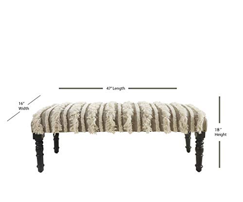 LR Home Abilene Bench, 1'6" x 3'11" x 1'4", Cream