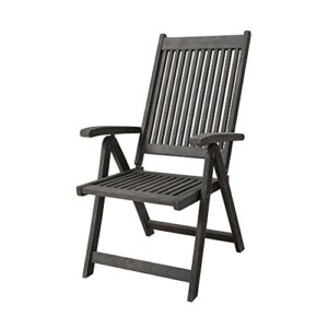 vifah renaissance outdoor patio hand-scraped wood 5-position reclining chair