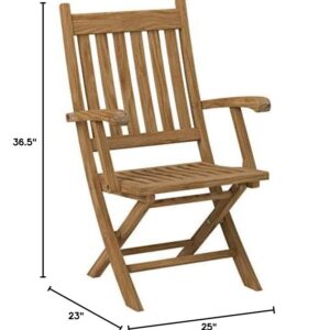 Modway EEI-2703-NAT Marina Premium Grade A Teak Wood Outdoor Patio Folding Armchair, Natural