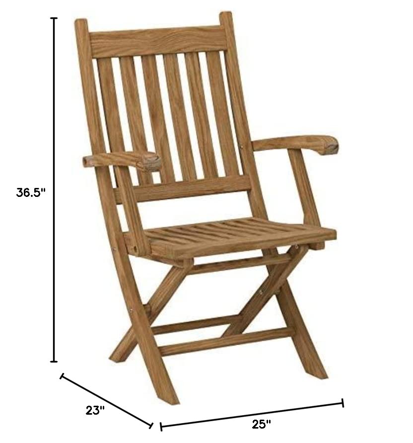 Modway EEI-2703-NAT Marina Premium Grade A Teak Wood Outdoor Patio Folding Armchair, Natural