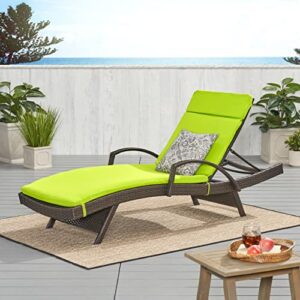 Christopher Knight Home Salem Outdoor Wicker Adjustable Chaise Lounge with Arms, with Cushion, Multibrown / Green