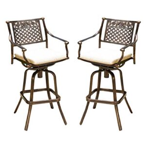 christopher knight home sebastian cast aluminum barstools with cushions, 2-pcs set, copper