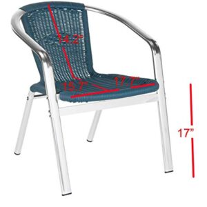 Safavieh Home Collection Wrangell Teal Indoor-Outdoor Stacking Arm Chair