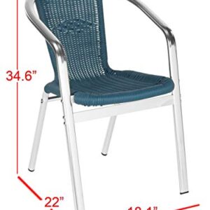 Safavieh Home Collection Wrangell Teal Indoor-Outdoor Stacking Arm Chair