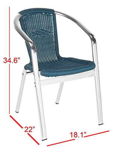 Safavieh Home Collection Wrangell Teal Indoor-Outdoor Stacking Arm Chair