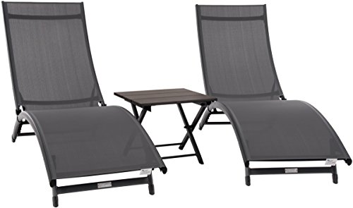 Vivere CORL3-GB Coral Springs Lounger, Grey