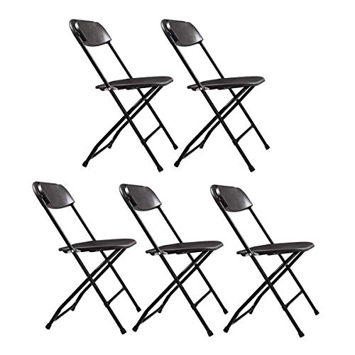 Sandinrayli 5-Pack Black Plastic Folding Chair Outdoor Patio Garden Wedding Party Event Furniture Chairs