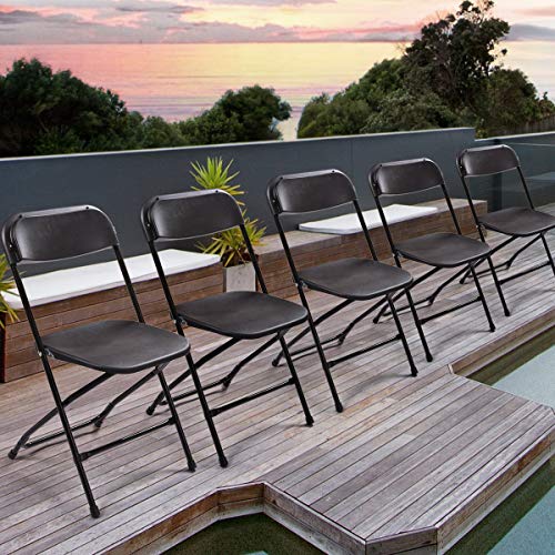 Sandinrayli 5-Pack Black Plastic Folding Chair Outdoor Patio Garden Wedding Party Event Furniture Chairs