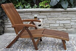 outdoor interiors vc7080 eucalyptus venetian 5 position steamer/lounger with ottoman