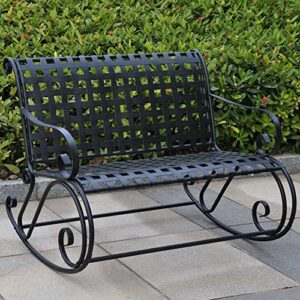 international caravan iron scroll double rocker – antique black – 3474-ep