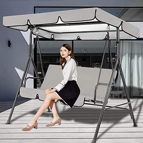 XYQSBY Swing Chair Canopy Seat Replacement Cover, Garden Swing Chair Canopy Replacement 2/3 Seater 210D Waterproof/Anti-UV Silver Coated Oxford Cloth (Color : Beige, Size : 195x125x15CM)