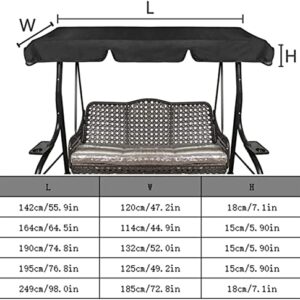 XYQSBY Garden Replacement Canopy for Swing Seat Chair of 3 Seaters Waterproof Windproof Anti-Uv Patio Hammock Cover Top Roof Sun Shade Cover for Outdoor Yard,Beige,249x185x18cm/98x73x7''