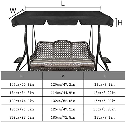 XYQSBY Garden Replacement Canopy for Swing Seat Chair of 3 Seaters Waterproof Windproof Anti-Uv Patio Hammock Cover Top Roof Sun Shade Cover for Outdoor Yard,Beige,249x185x18cm/98x73x7''