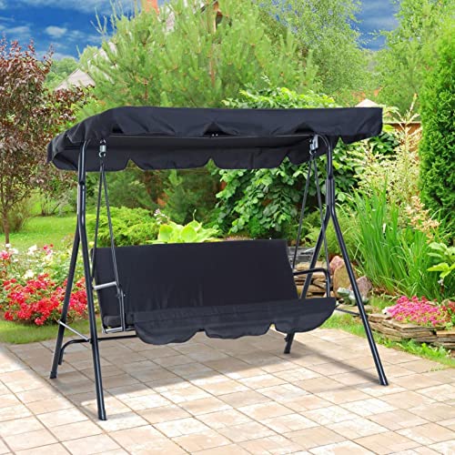 XYQSBY Garden Universal Replacement Canopy Swing Seat Chair 2 & 3 Seater Sizes Waterproof/Uv Resistant Patio Hammock Cover Top Roof for Outdoor Poolside Balcony,Gray,249x185x18cm