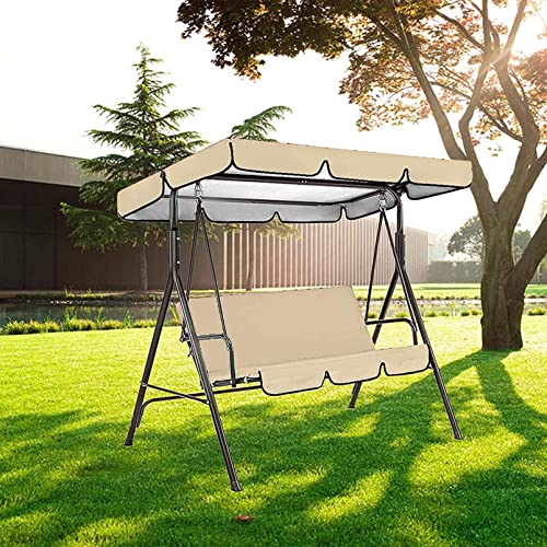 Garden Swing Chair Canopy+Seat Replacement 2/3 Seater, Replacement Cover Set for Canopy Swing Waterproof, Anti-UV Swing Roof/Seat Cover (Frame Not Included) ( Color : Brown , Size : 249×185×18CM )