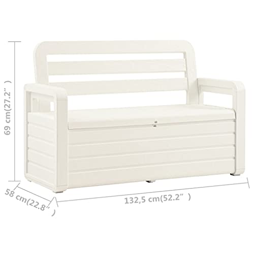 Daonanba Outdoor Storage Bench 69 Gallon Large Deck Box 2-Person Water-Resistant Patio Seating for Patio Furniture, Outdoor Cushions, Garden Tools and Pool Toys (White)